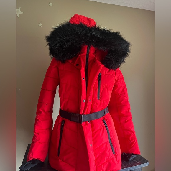 Xersion | Jackets & Coats | Xersion Belted Faux Fur Hood Puffer Jacket ...